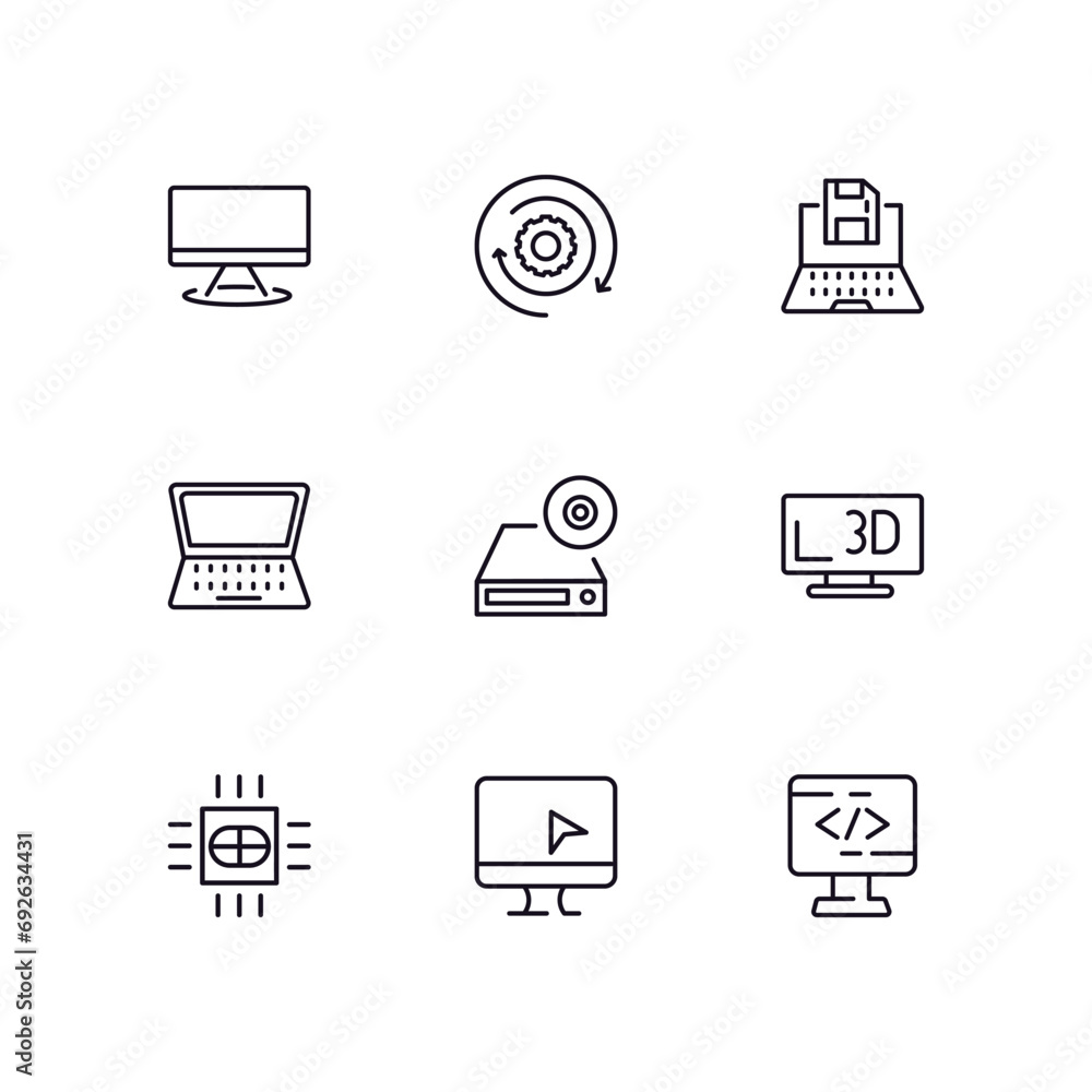 outline icons set from computer and tech concept. editable vector such as computers, circular de ...