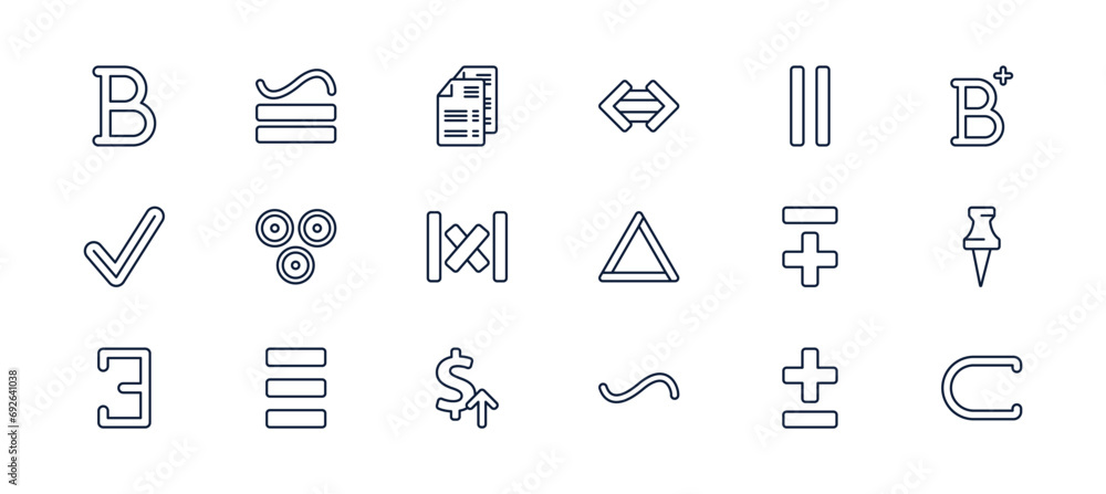 outline icons set from signs concept. editable vector such as b letter ...