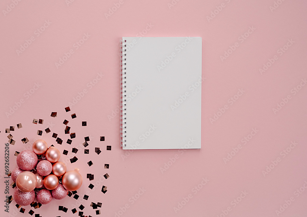 New year resolutions 2024 . notebook on pink background. Goals ...