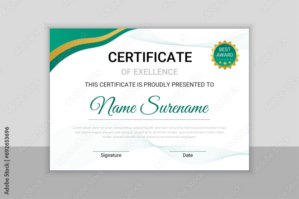 Modern Certificate design template with certificate border, diploma ...