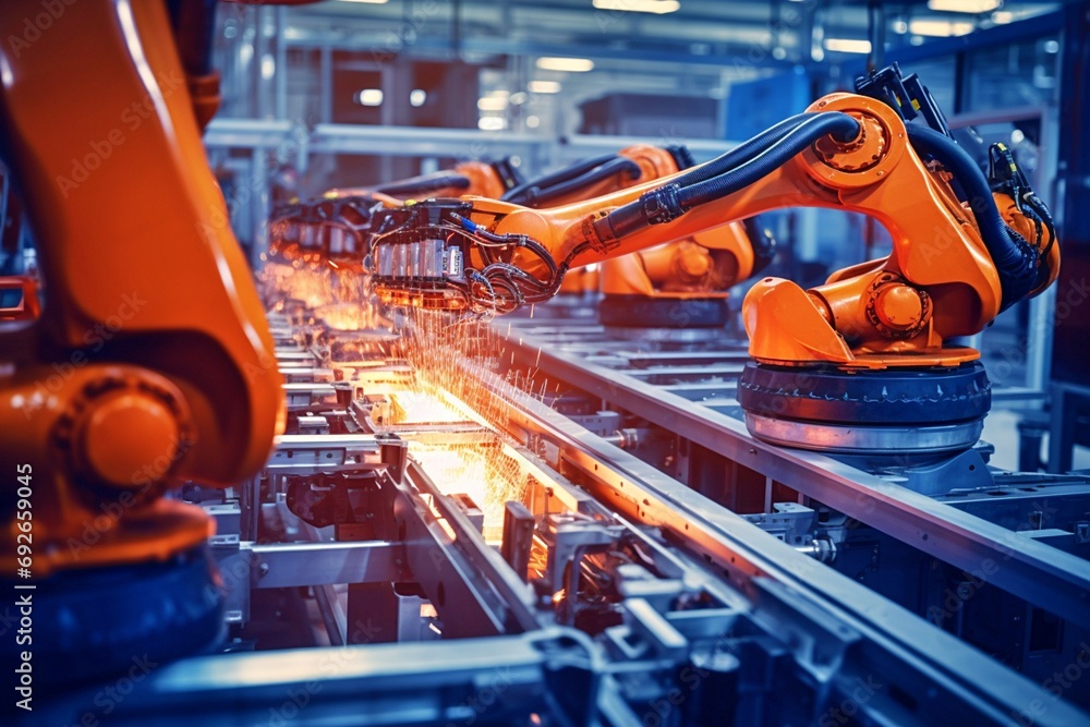 Concept of industrial technology. automation in factories. clever ...