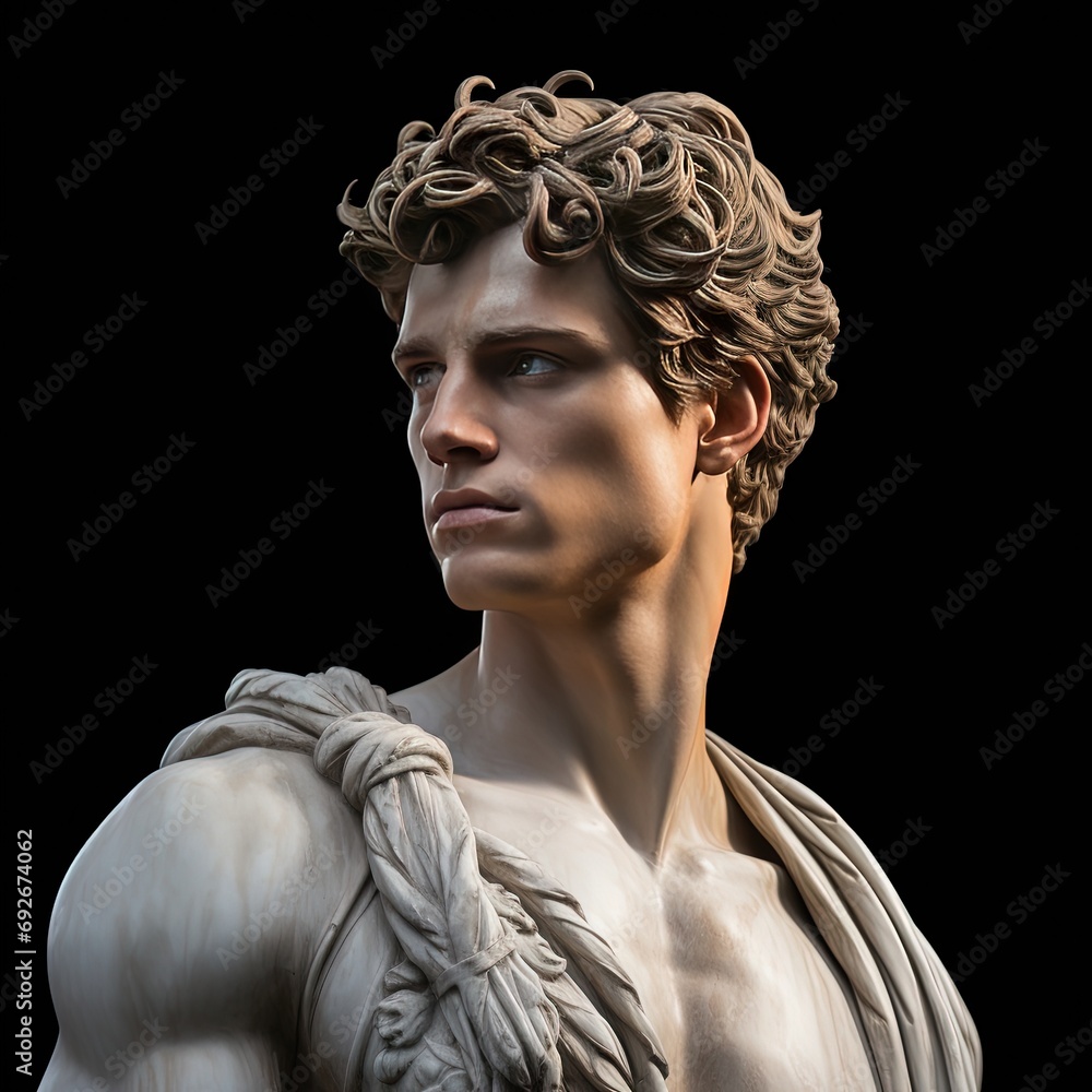 Abstract ancient roman, greek stoic person with a muscular body, marble ...