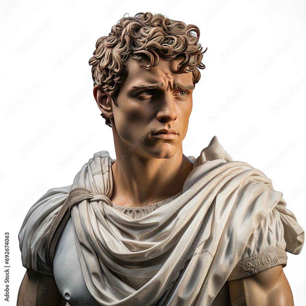 Abstract ancient roman, greek stoic person with a muscular body, marble ...