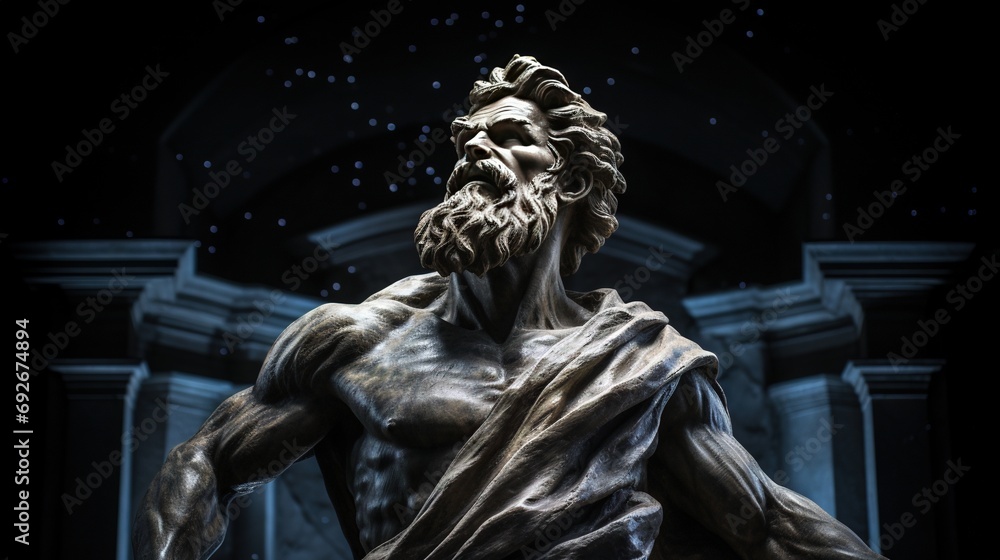 Abstract ancient roman, greek stoic person with a muscular body, marble ...