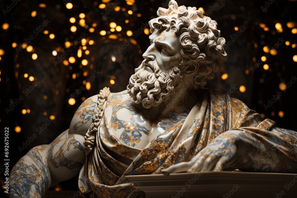 Abstract ancient roman, greek stoic person with a muscular body, marble ...