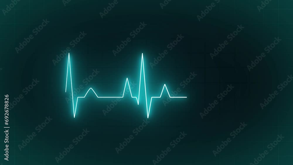 Glowing heart beat animation. animation of an ecg ekg display. Heart ...