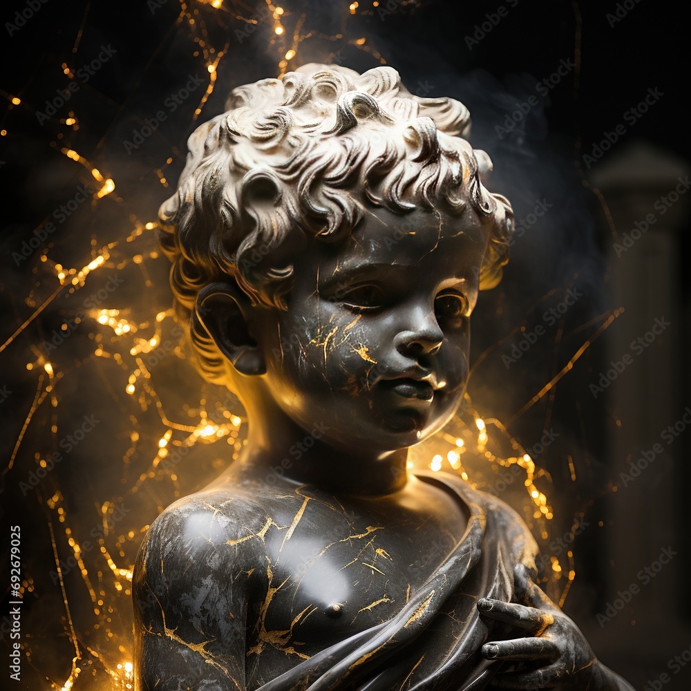 Abstract ancient roman, greek stoic person, marble sculpture, bust ...