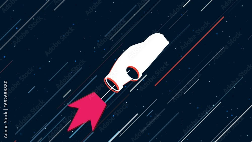 Sport car symbol flies through the universe on a jet propulsion. The ...