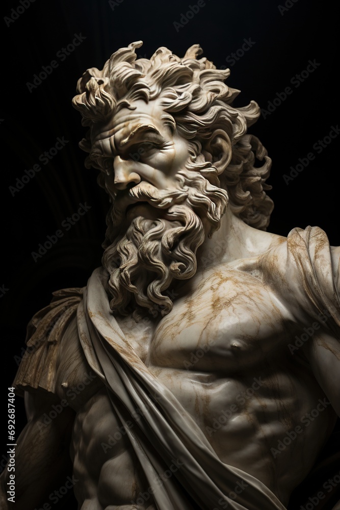 Abstract ancient roman, greek stoic person with a muscular body, marble ...