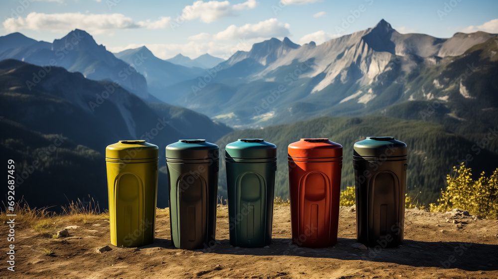 Eco-Friendly Recycled Plastic Outdoor Dustbins. Colorful plastic bins ...