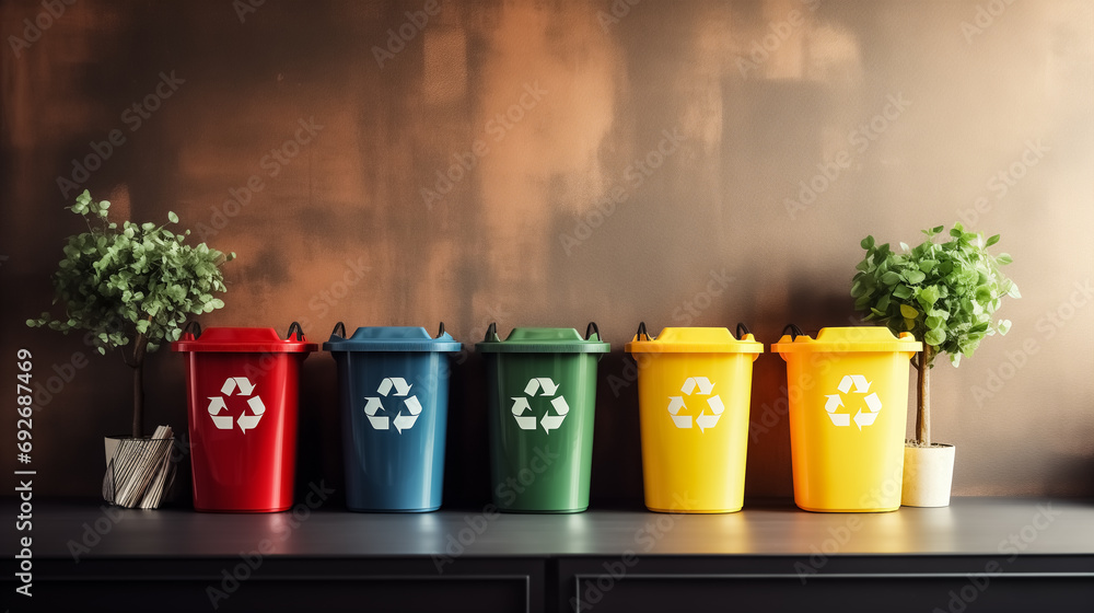 Eco-Friendly Recycled Plastic Indoor Dustbins. Colorful plastic bins ...