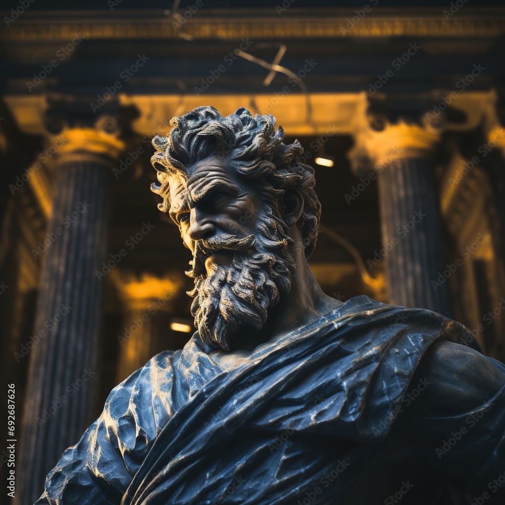 Abstract ancient roman, greek stoic person with a muscular body, marble ...