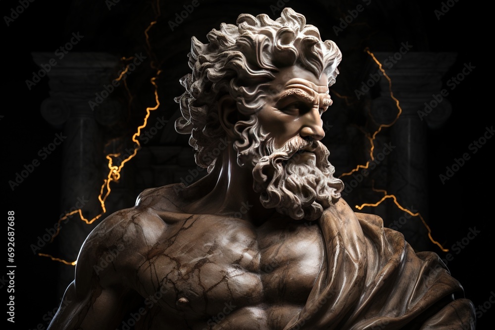 Abstract ancient roman, greek stoic person with a muscular body, marble ...