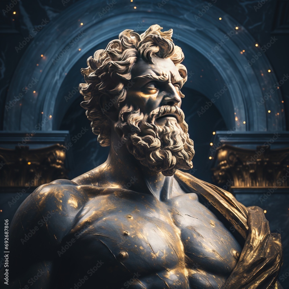 Abstract ancient roman, greek stoic person with a muscular body, marble ...