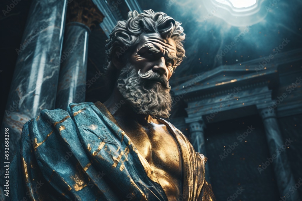 Abstract ancient roman, greek stoic person with a muscular body, marble ...