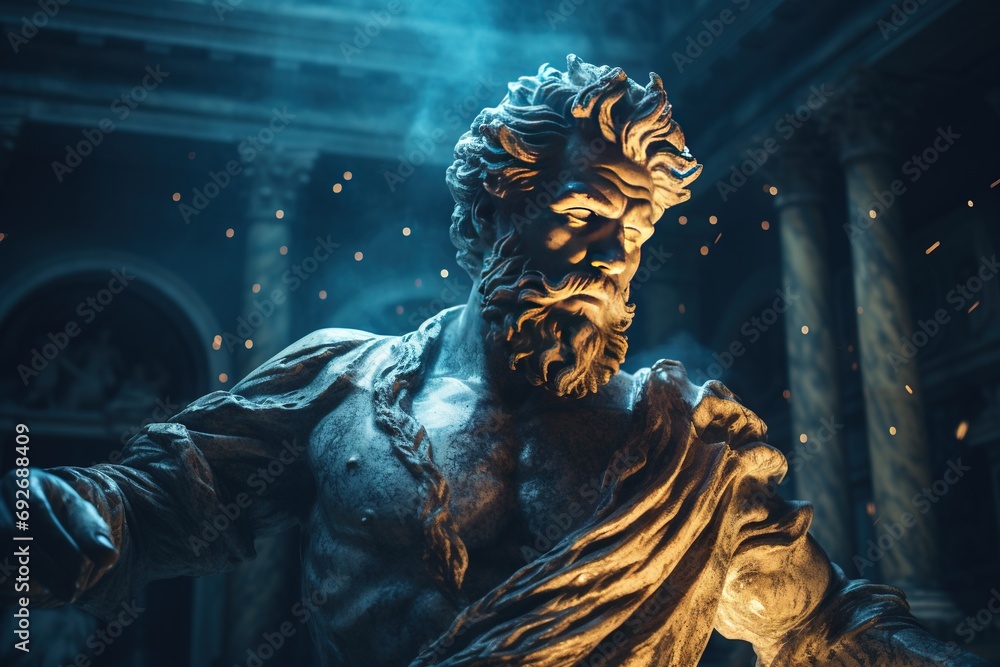 Abstract ancient roman, greek stoic person with a muscular body, marble ...