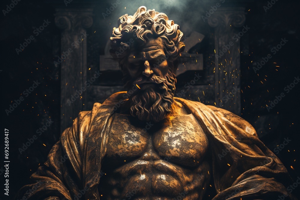 Abstract ancient roman, greek stoic person with a muscular body, marble ...