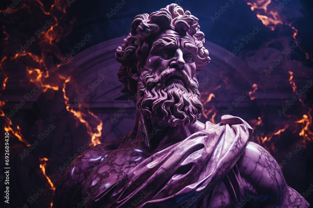 Abstract ancient roman, greek stoic person with a muscular body, marble ...