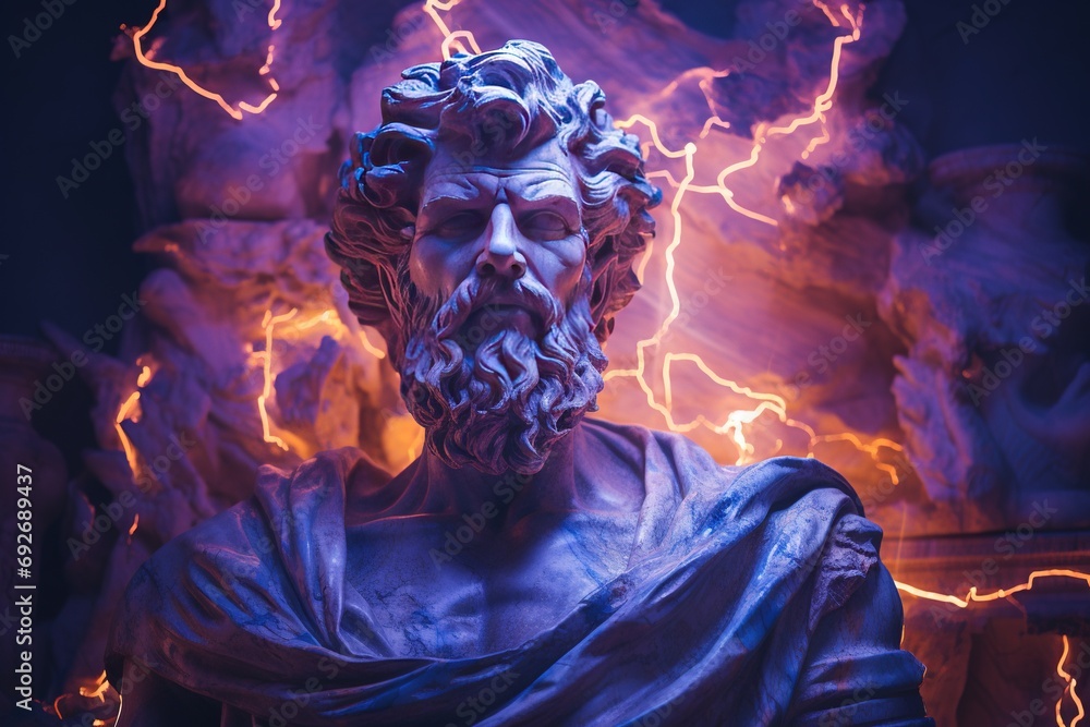 Abstract ancient roman, greek stoic person with a muscular body, marble ...