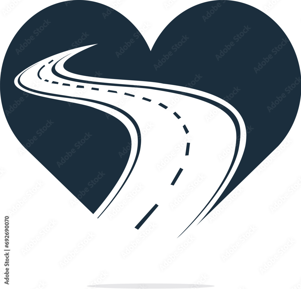 Love road vector logo design. Creative road journey logo design. Stock ...