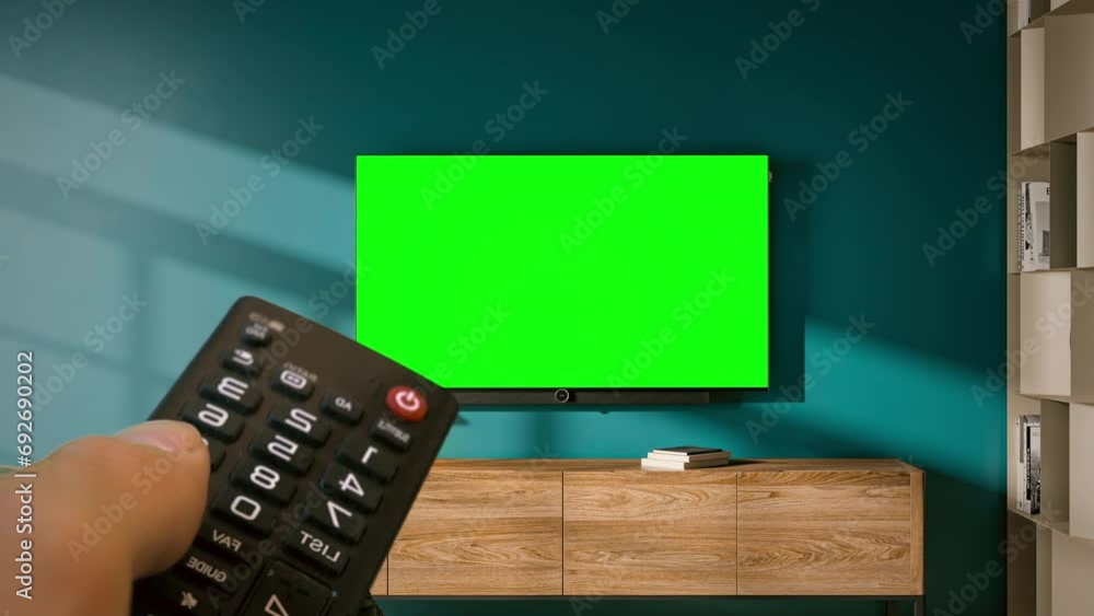 Channel Surfing TV Green Screen Male Hand Remote Control Modern ...