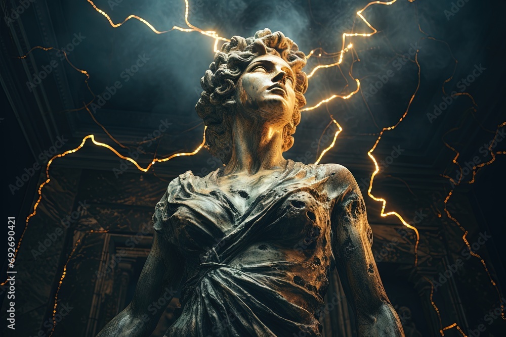 Abstract ancient roman, greek stoic person with a muscular body, marble ...