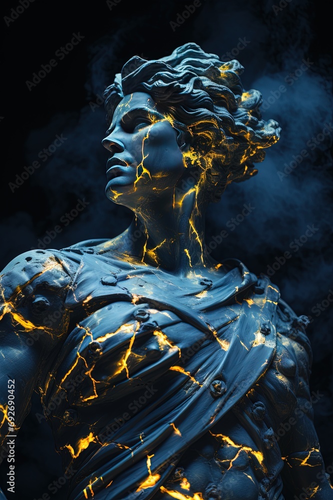 Abstract ancient roman, greek stoic person with a muscular body, marble ...