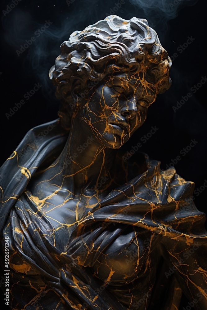 Abstract ancient roman, greek stoic person with a muscular body, marble ...