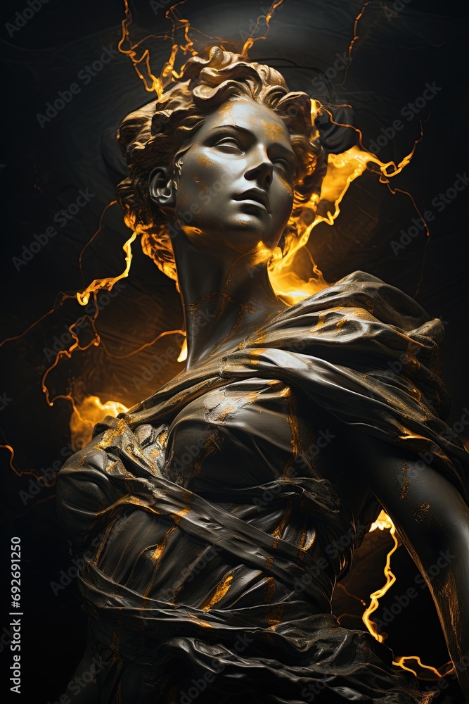 Abstract ancient roman, greek stoic person with a muscular body, marble ...