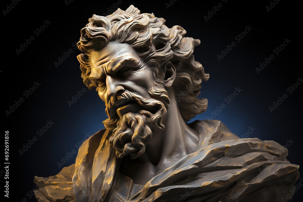 Abstract ancient roman, greek stoic person with a muscular body, marble ...