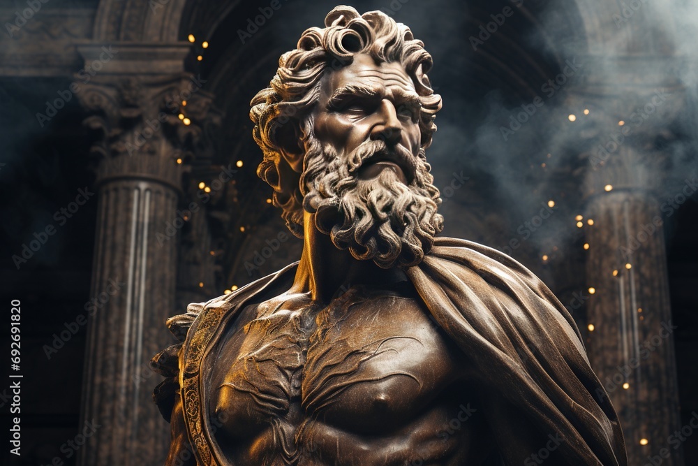 Abstract ancient roman, greek stoic person with a muscular body, marble ...