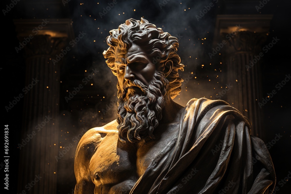 Abstract ancient roman, greek stoic person with a muscular body, marble ...