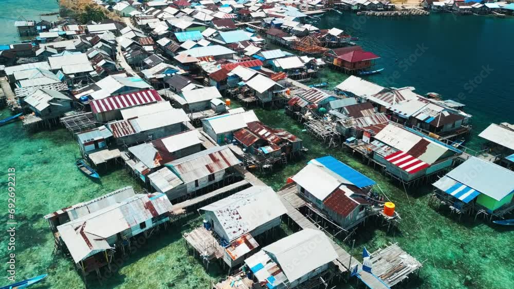 Authentic village with houses on stilts. Aerial view of the village of ...