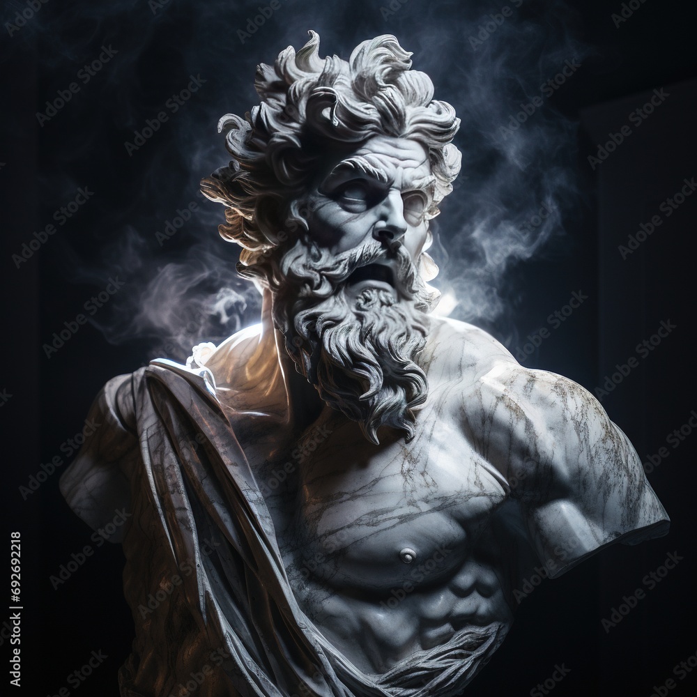 Abstract ancient roman, greek stoic person with a muscular body, marble ...