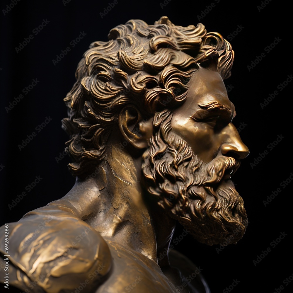 Abstract ancient roman, greek stoic person with a muscular body, marble ...