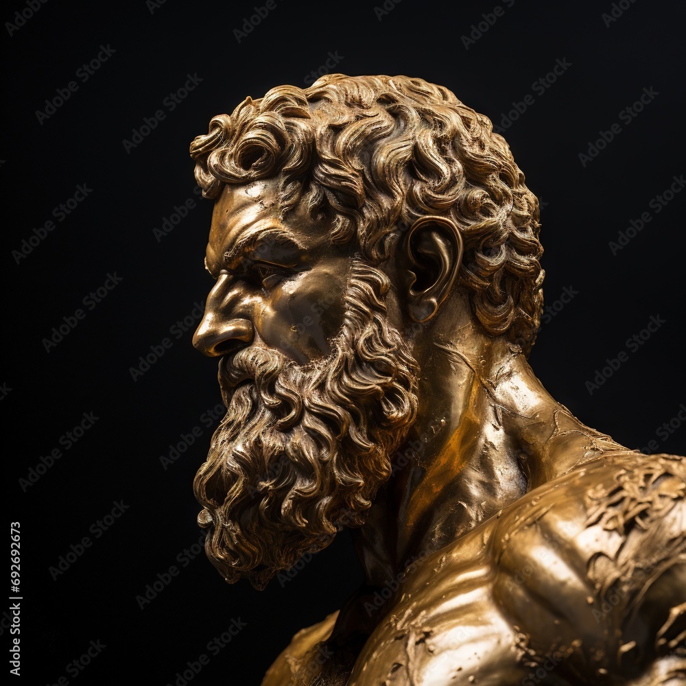 Abstract ancient roman, greek stoic person with a muscular body, marble ...