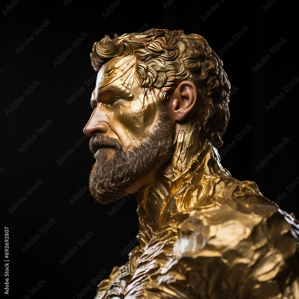 Abstract ancient roman, greek stoic person with a muscular body, marble ...