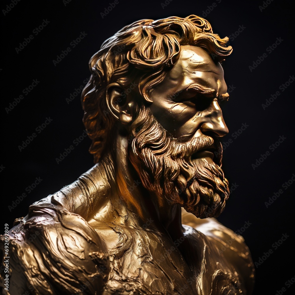 Abstract ancient roman, greek stoic person with a muscular body, marble ...