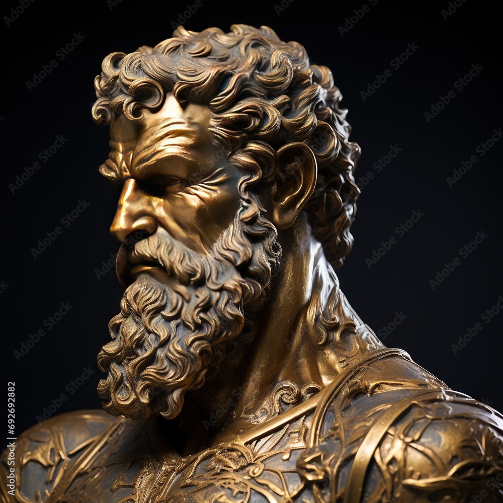 Abstract ancient roman, greek stoic person with a muscular body, marble ...