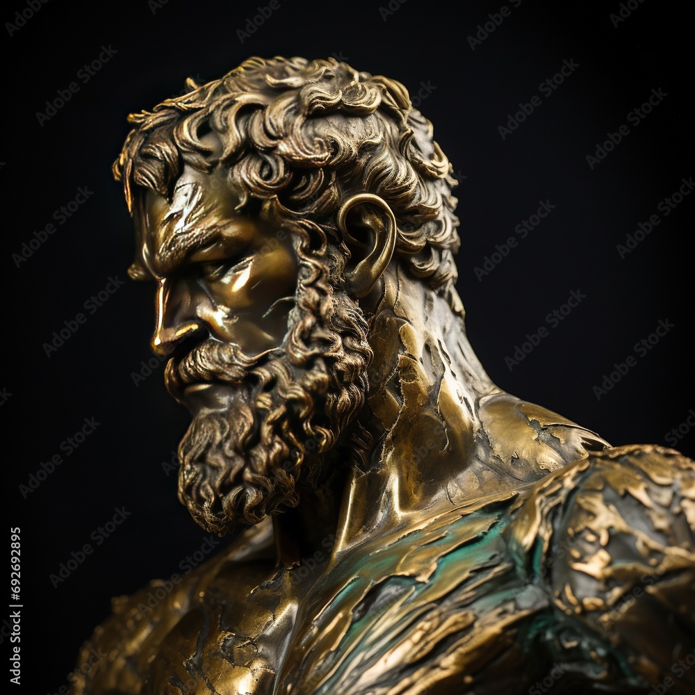 Abstract ancient roman, greek stoic person with a muscular body, marble ...