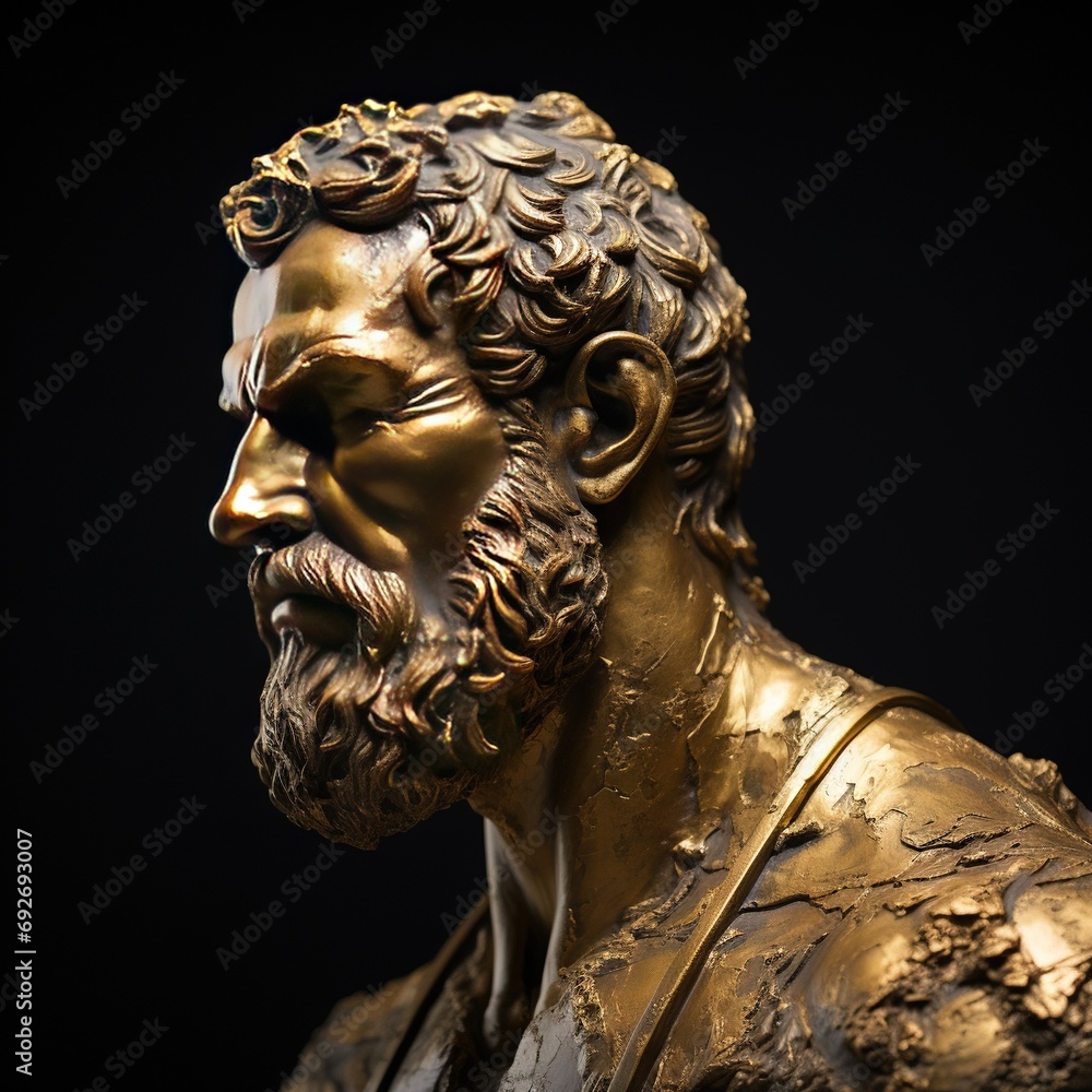 Abstract ancient roman, greek stoic person with a muscular body, marble ...