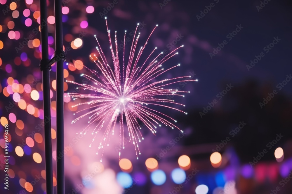 Colourful fireworks purple violet salute new year 2024 magic night ...