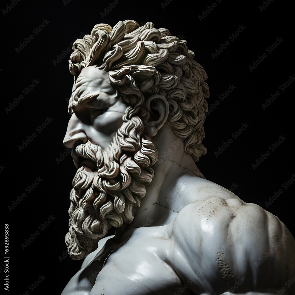 Abstract ancient roman, greek stoic person with a muscular body, marble ...