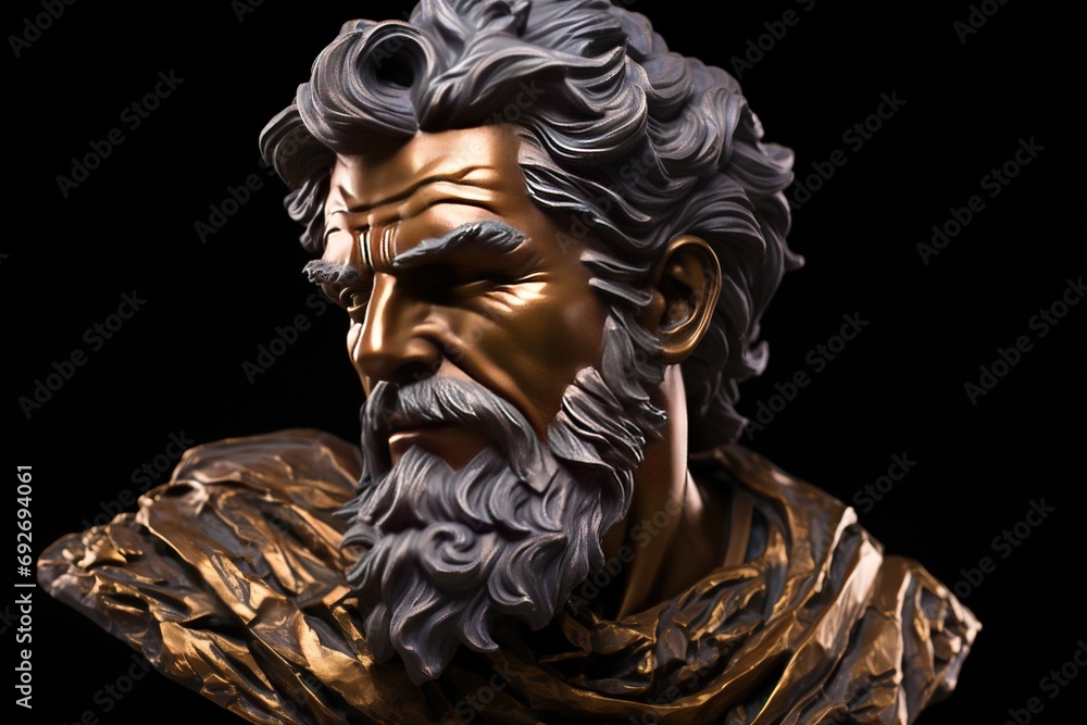 Abstract ancient roman, greek stoic person with a muscular body, marble ...