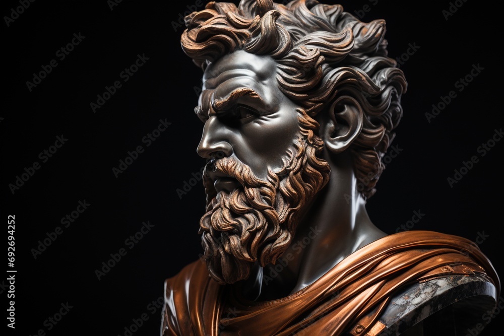 Abstract ancient roman, greek stoic person with a muscular body, marble ...