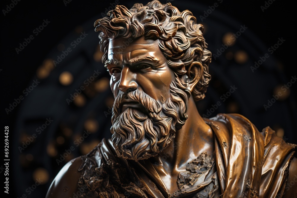 Abstract ancient roman, greek stoic person with a muscular body, marble ...