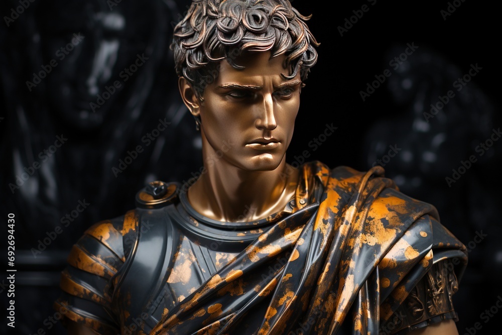 Abstract ancient roman, greek stoic person with a muscular body, marble ...