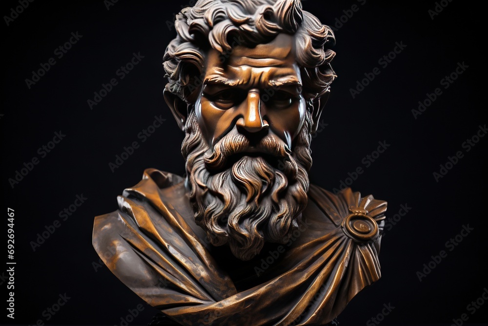 Abstract ancient roman, greek stoic person with a muscular body, marble ...