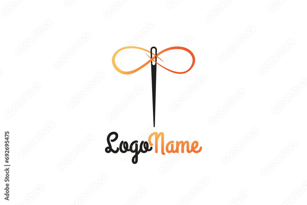 Poster Creative logo design depicting a needle with the thread shaped ...