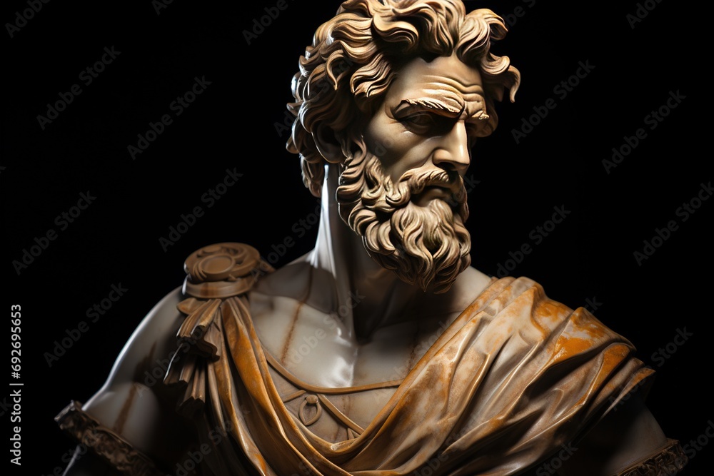 Abstract ancient roman, greek stoic person with a muscular body, marble ...